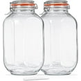 1 Gallon Square Glass Storage Jars with Airtight Lids, 2 Pack Large ...