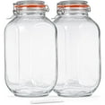 1 Gallon Square Glass Storage Jars with Airtight Lids, 2 Pack Large ...
