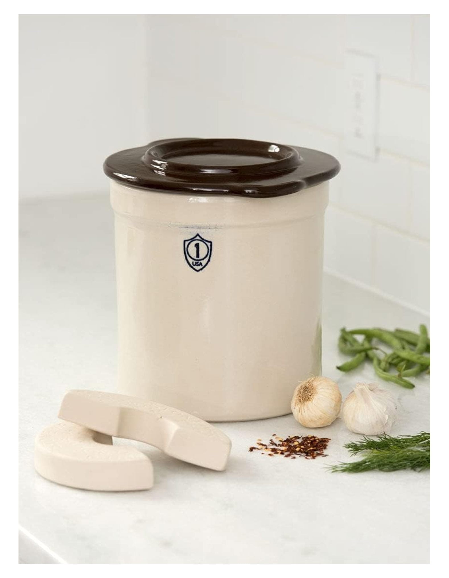 1-Gallon Stoneware Pickling Crock Complete Kit - Walmart.com