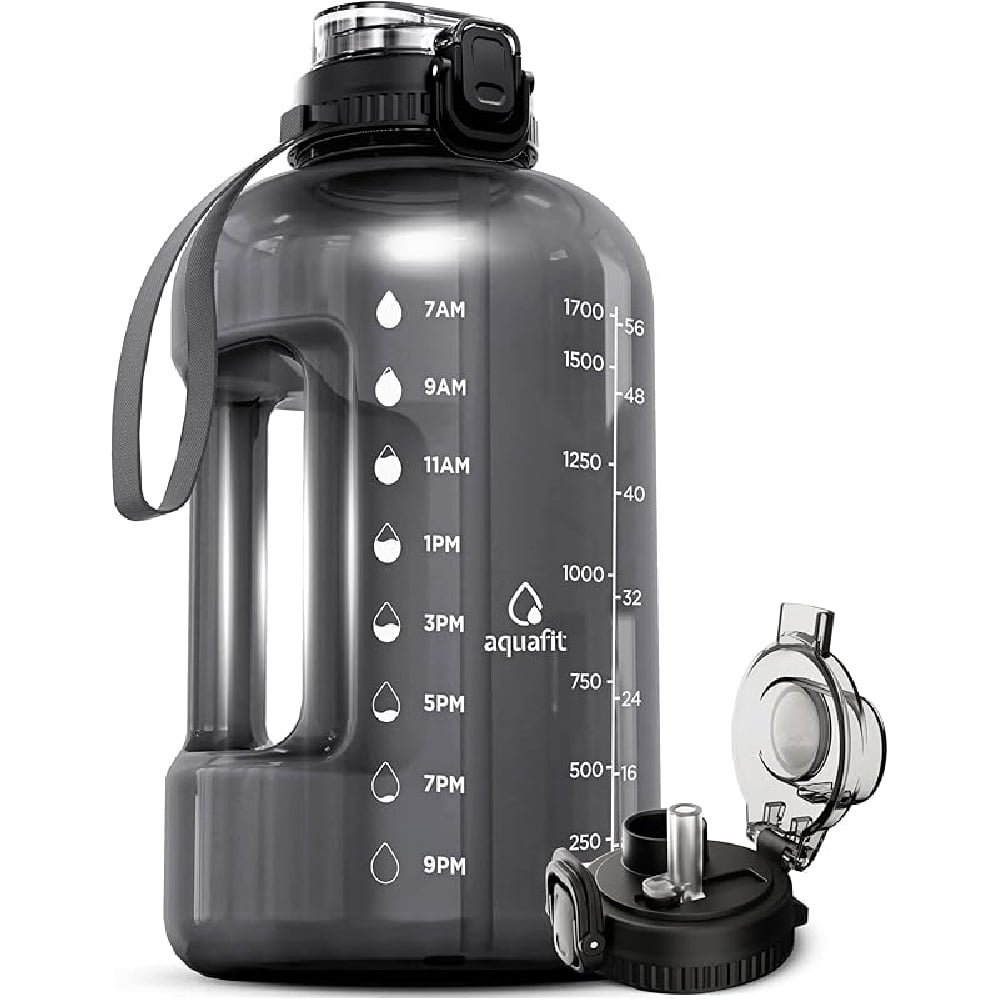 1 Gallon Water Bottle with Time Marker - Straw & Chug Lid - BPA Free ...