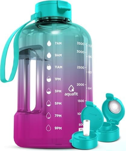 1 Gallon Water Bottle with Time Marker - Straw & Chug Lid - BPA Free ...
