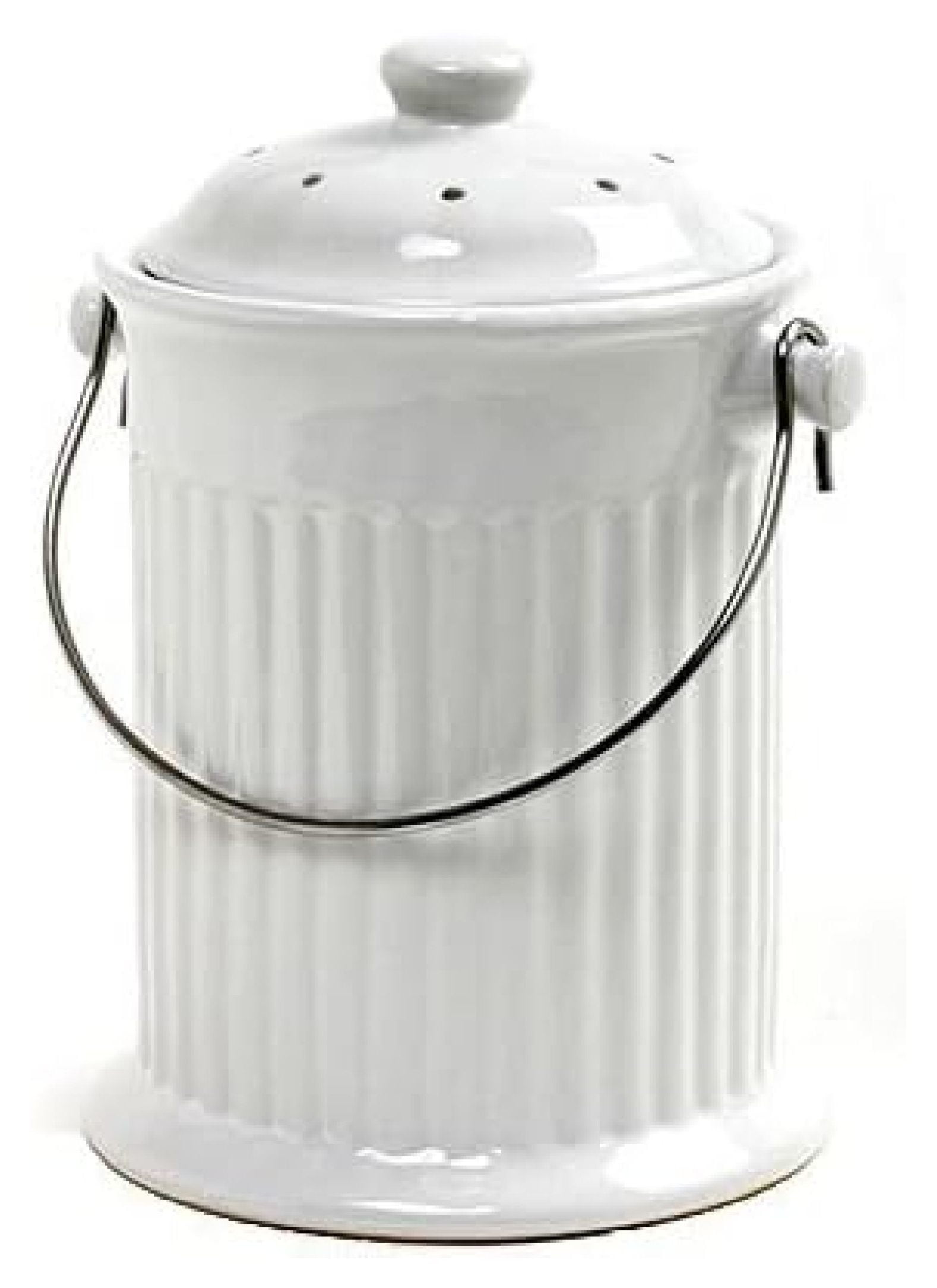 1 Gallon White Compost Keeper Crock for Kitchen Countertop, Airtight ...