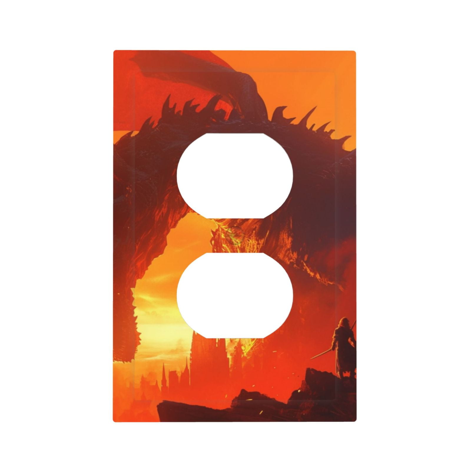 1-Gang Duplex Outlet Wall Plate for Bedroom Room Bathroom Decorative, Dragon Prints Plate Covers ...