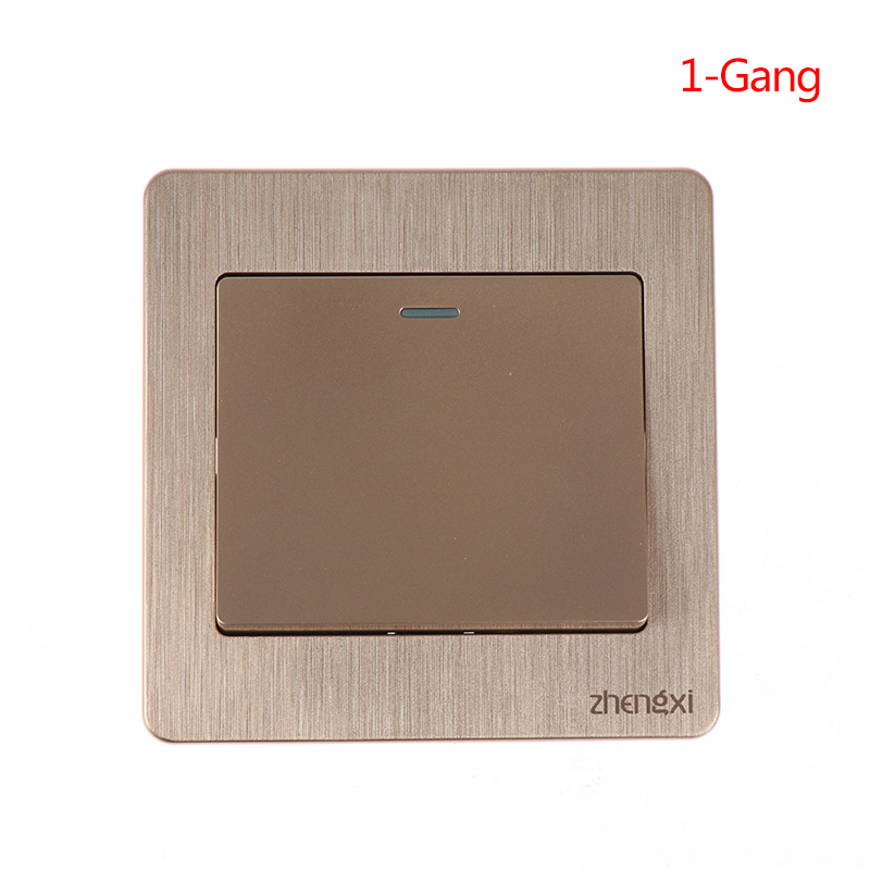 (1-Gang) Gold Wall Switch 1/2/3/4 Gang 1Way Button Wall Light Switch On ...