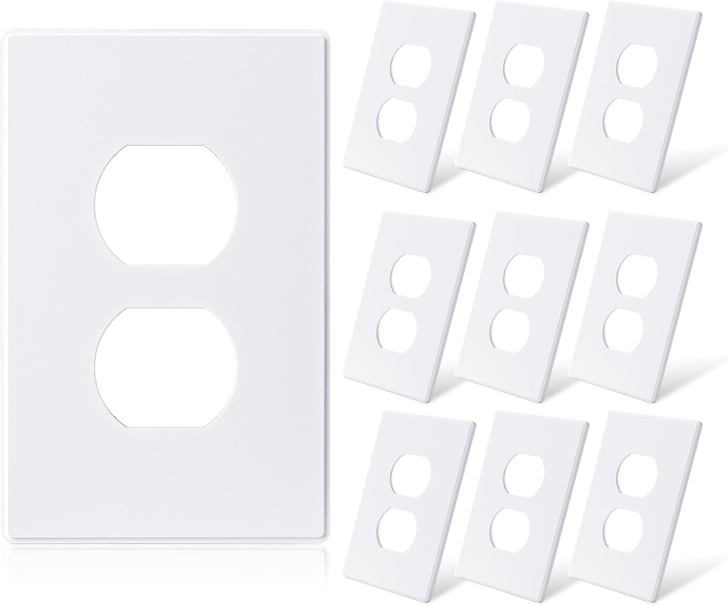 1-Gang Screwless Duplex Wall Plates, Mid-Size Unbreakable Thermoplastic ...