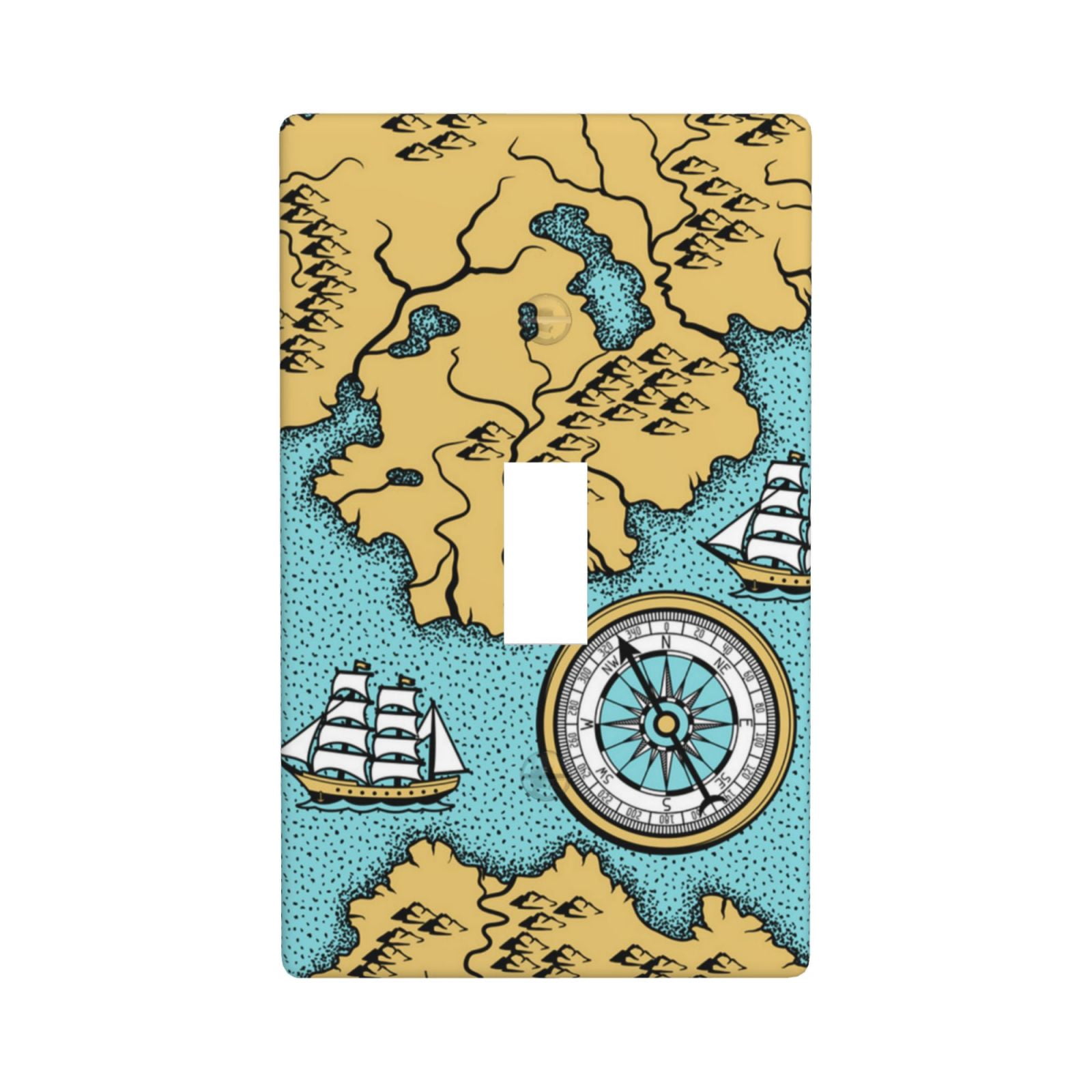 1-Gang Toggle Wall Plate Single Light Switch Cover - old nautical map ...