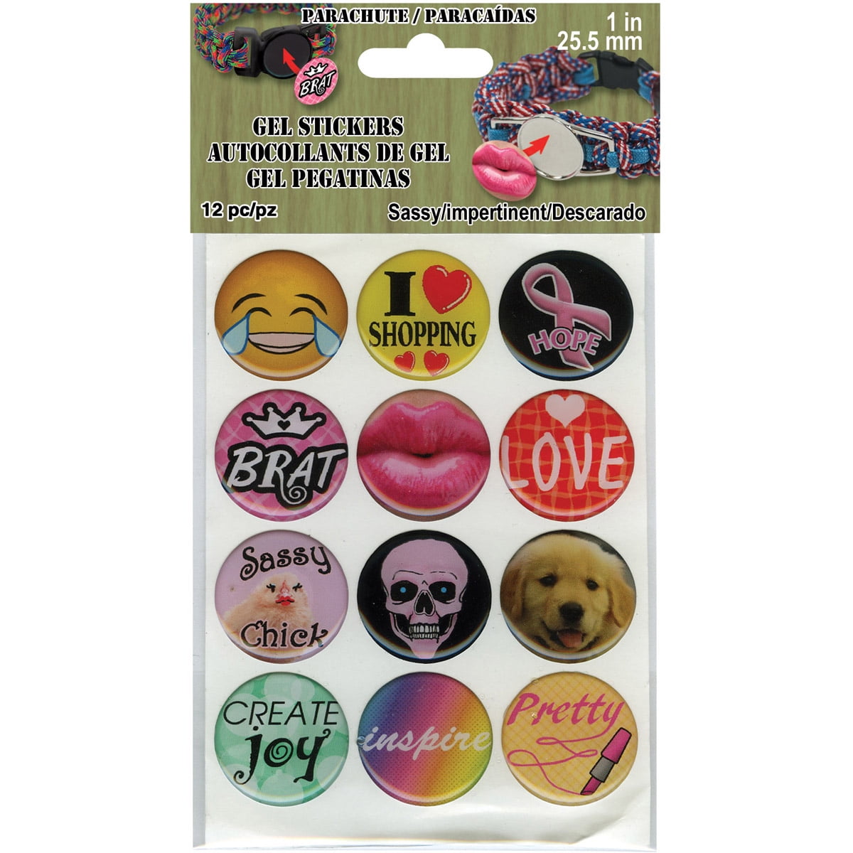 1" Gel Stickers For Paracord Charms & Buckles 12/Pkg-Sassy - Walmart.com