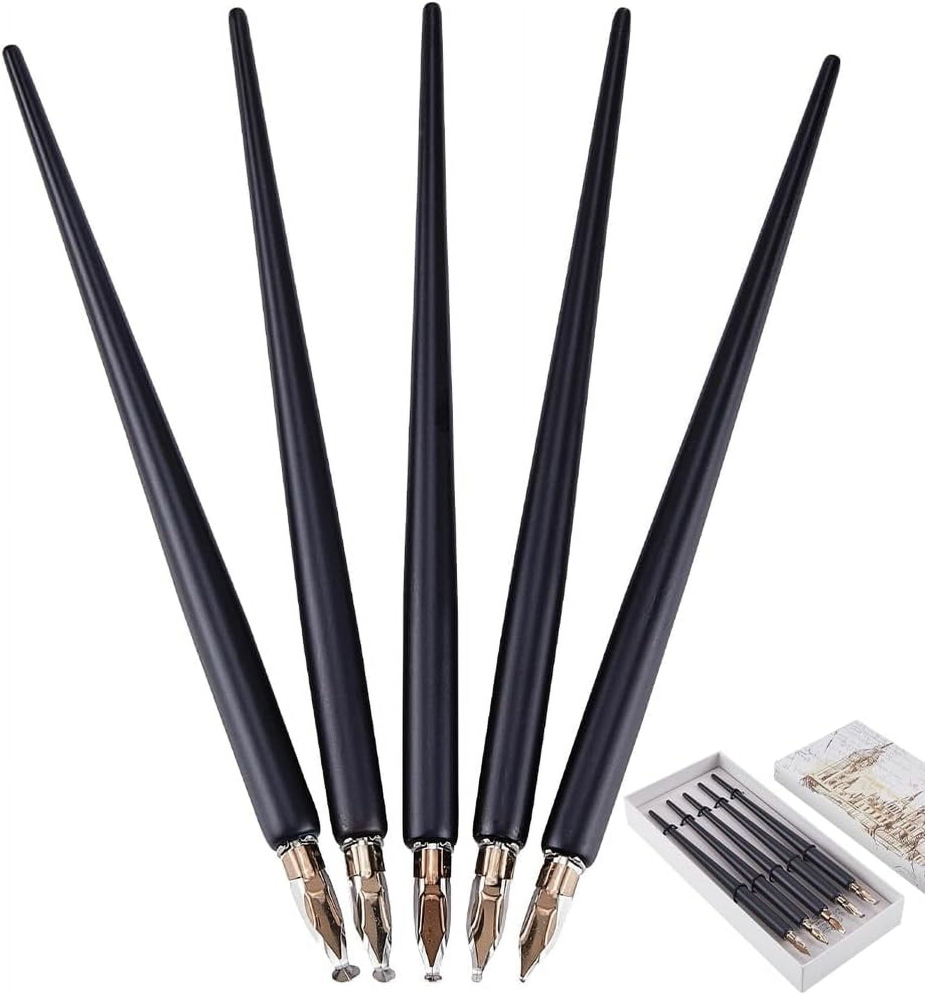 1 Gift Box 5Pcs Wood Dip Pens Black Natural Wooden Artist Cartoon ...