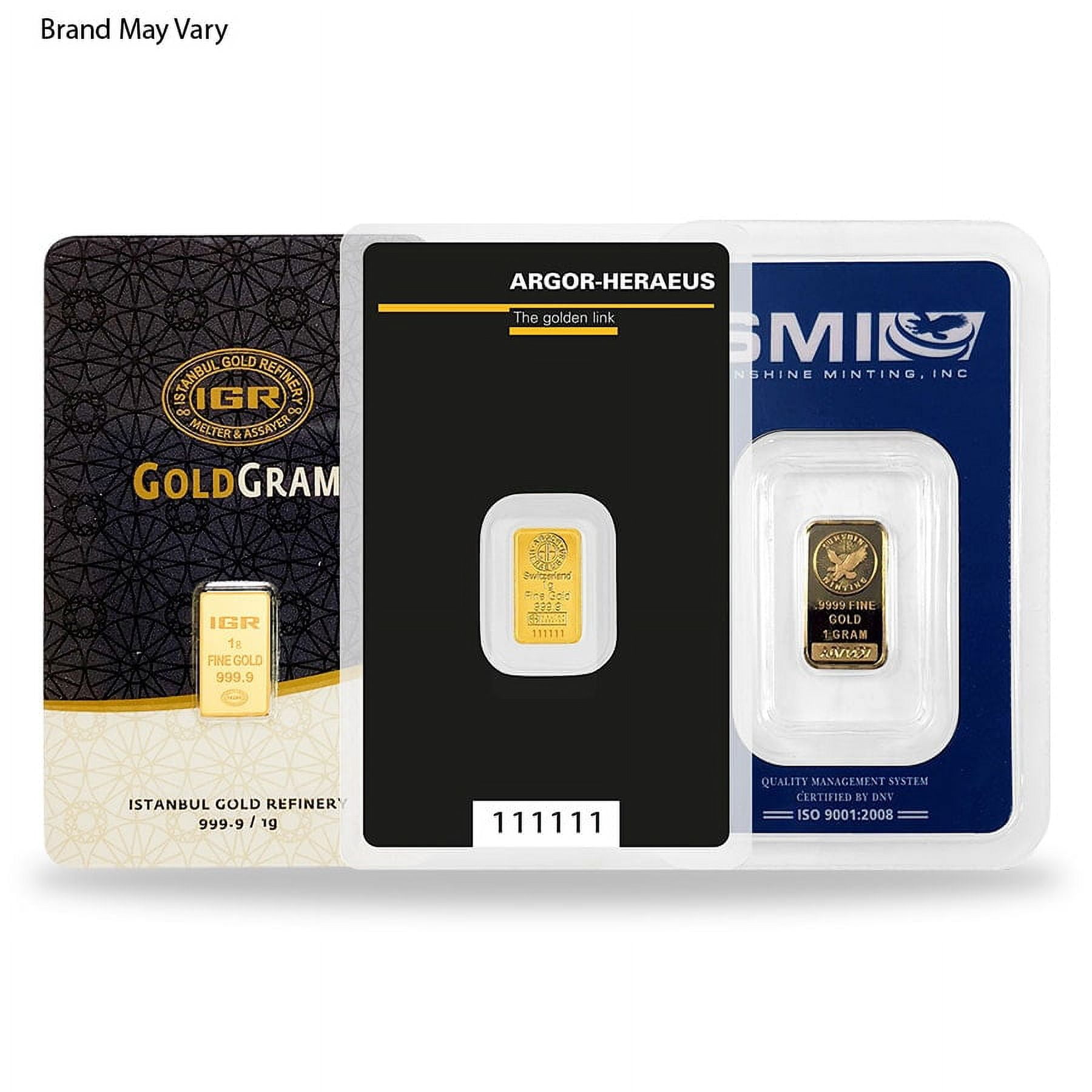 1 Gram Random Brand Gold Bar .999+ Fine (In Assay) - Walmart.com