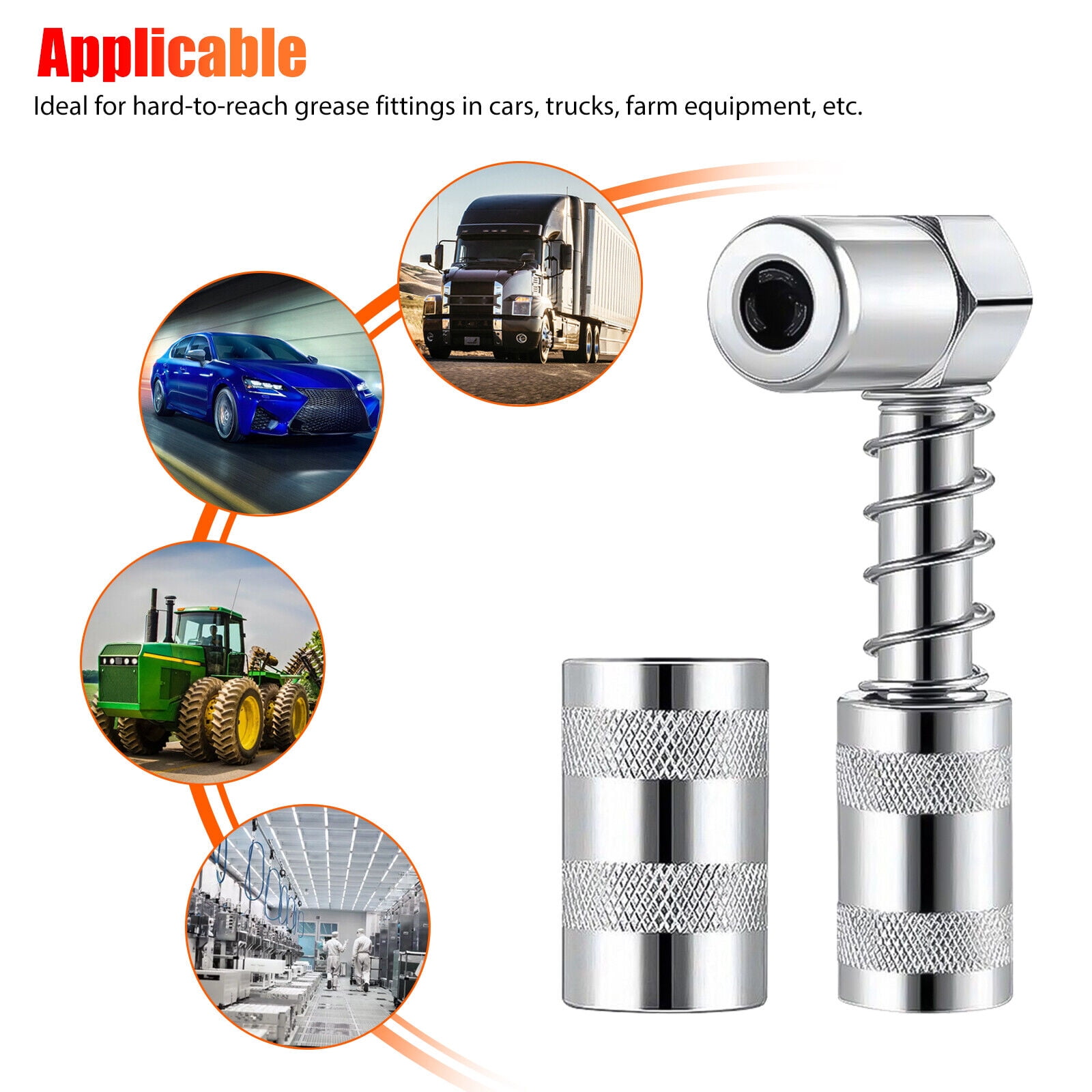 (1) Grease Nozzle Adapter Grease Gun- Accessory 90 Degree Grease ...