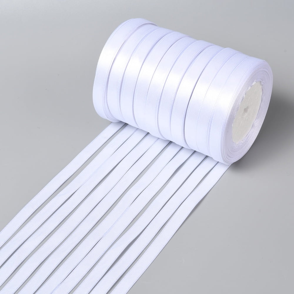 1 Group Single Face Satin Ribbon Polyester Ribbon White 3/8 inch(10mm ...
