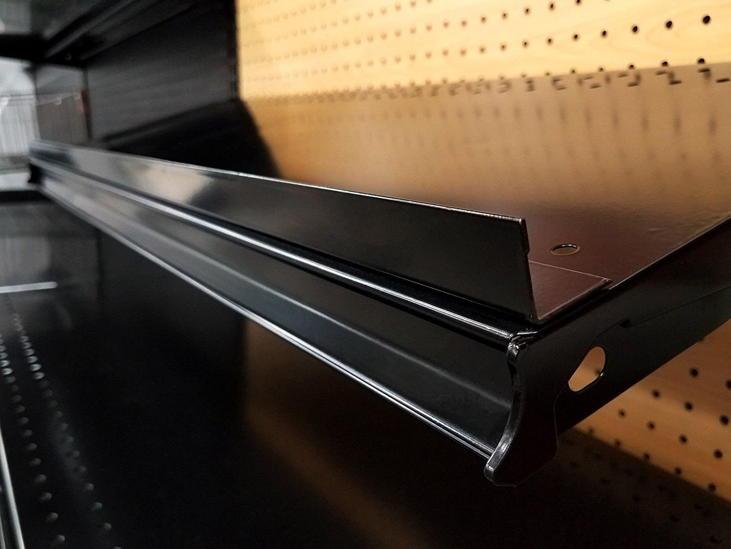 1" H Metal Front Fence for Gondola 1/4" Holes or Wood Shelf - Black ...