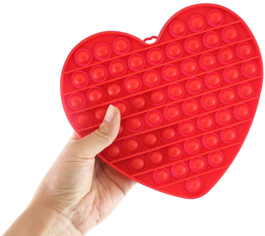 1 HEART Large 8" Bubble Pop Game - Silicone Push Poke Bubble Wrap ...