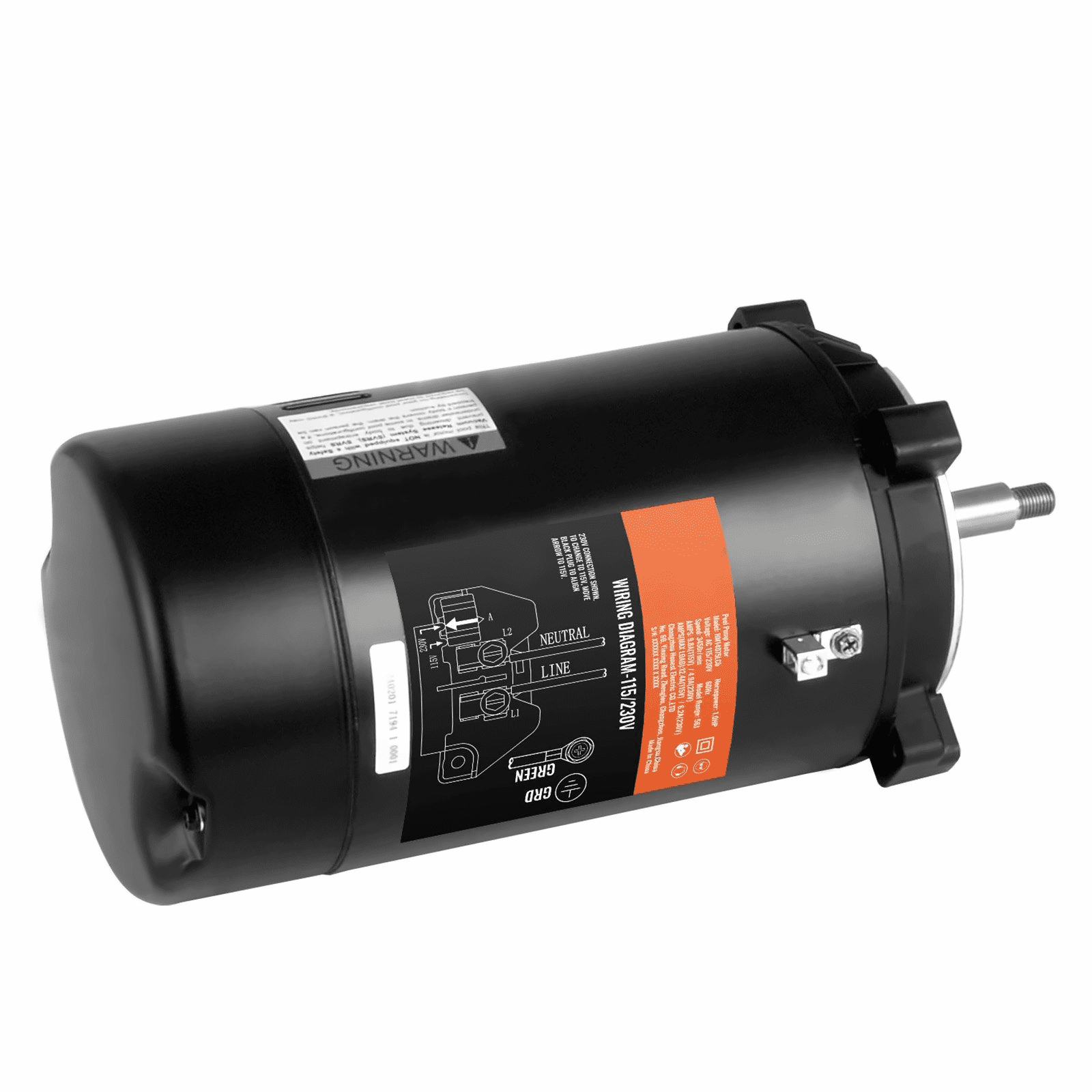 1 HP Pool Pump Motor, 56J Frame, 115/230V, 3450 RPM, 60Hz, Replacement ...