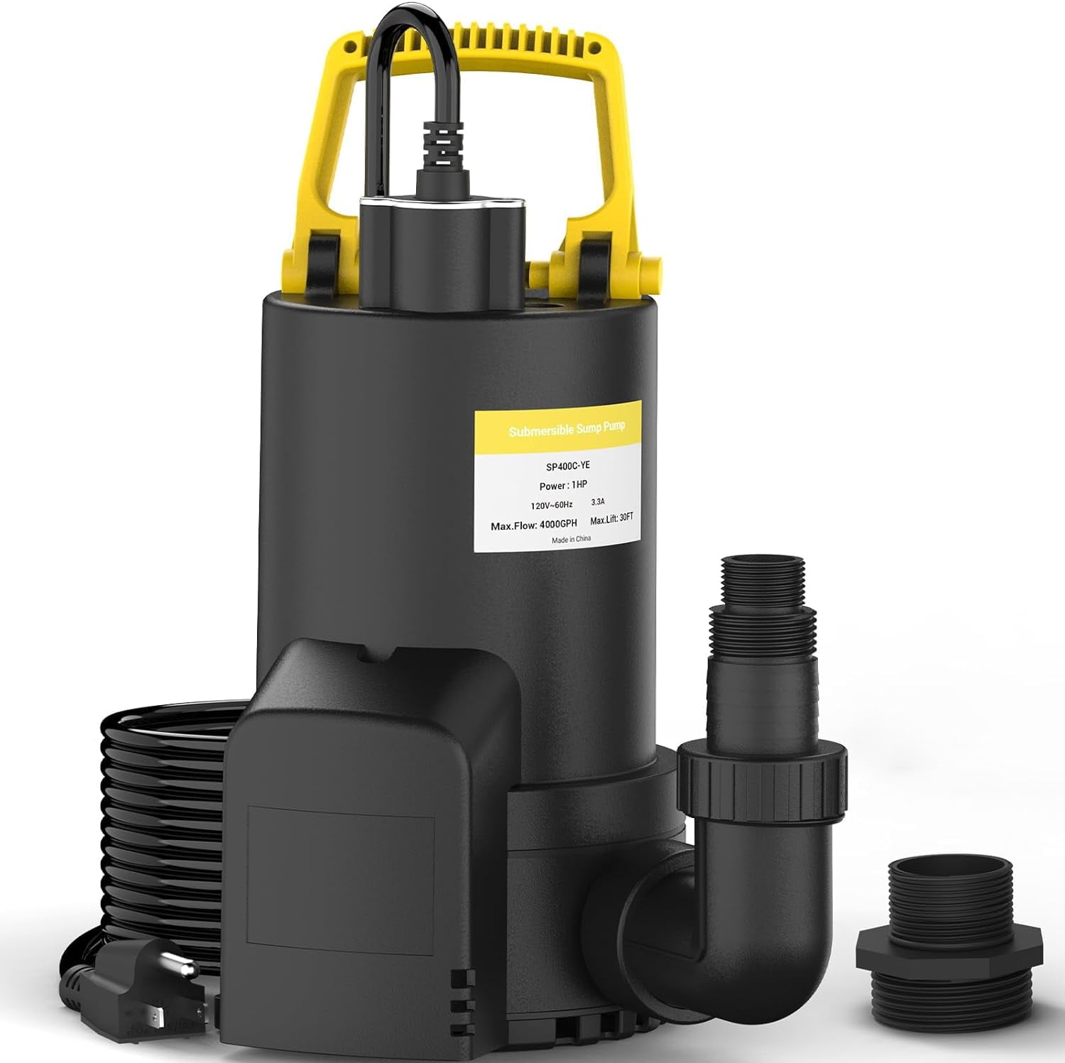 1 HP Submersible Water Pump, 3450 GPH Sump Pump with 10FT Cord, 120V ...