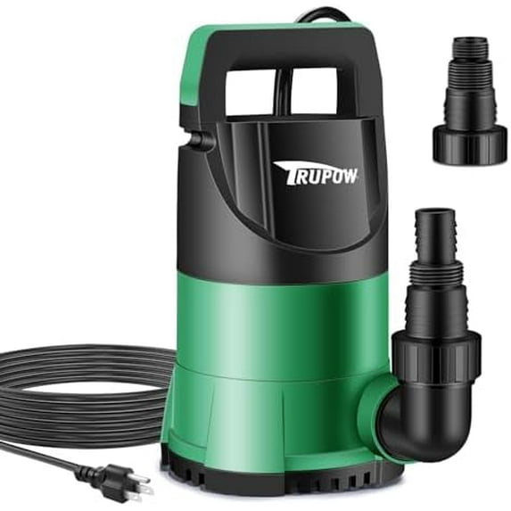 1 HP Sump Pump Submersible Water Pump 3981 GPH Portable Thermoplastic ...