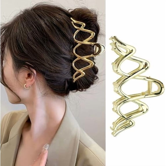 1 Hair Claw Clips for Women Y2k Wave Shape Hair Clips Hold Big Jaw ...