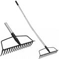 1 Heavy Duty 16-Tine Bow Rake with Adjustable Stainless Steel Handle ...