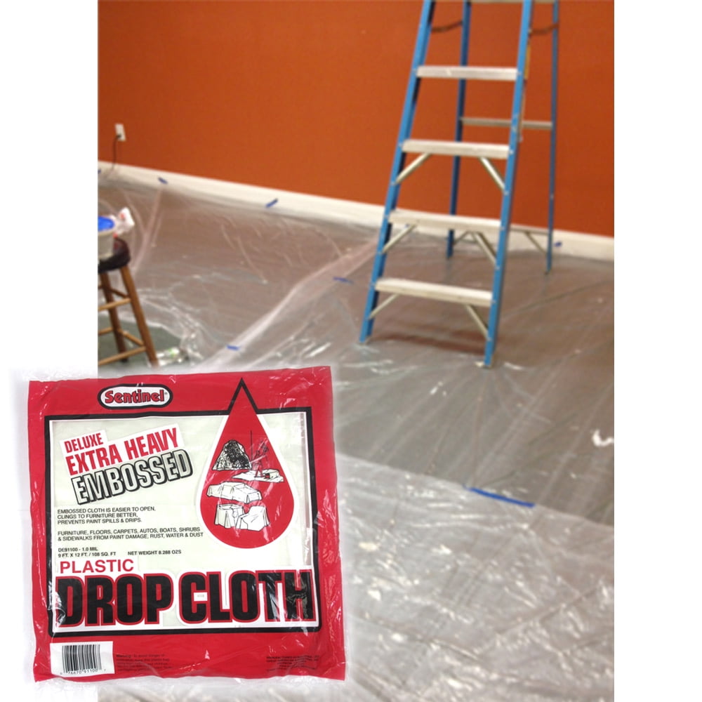 Heavy Duty Plastic Drop Cloth, 9' x 12' Ft 1.0 Mil, Furniture and Floor ...