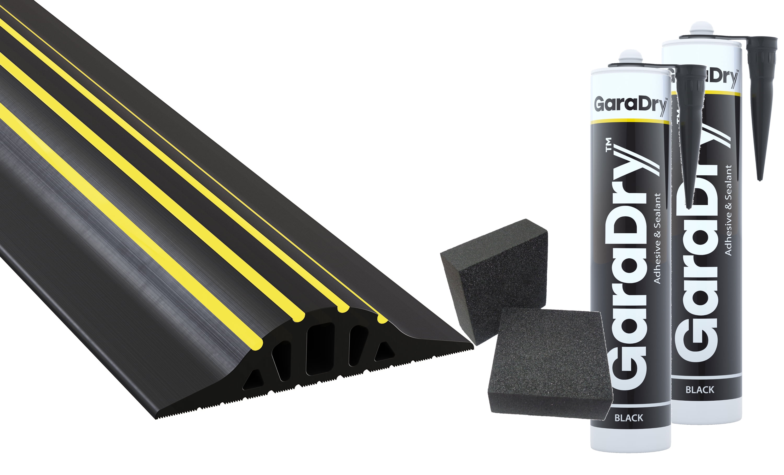 GaraDry 1 ¼” High Garage Door Threshold Seal Kit | 12'3" Length | Heavy ...