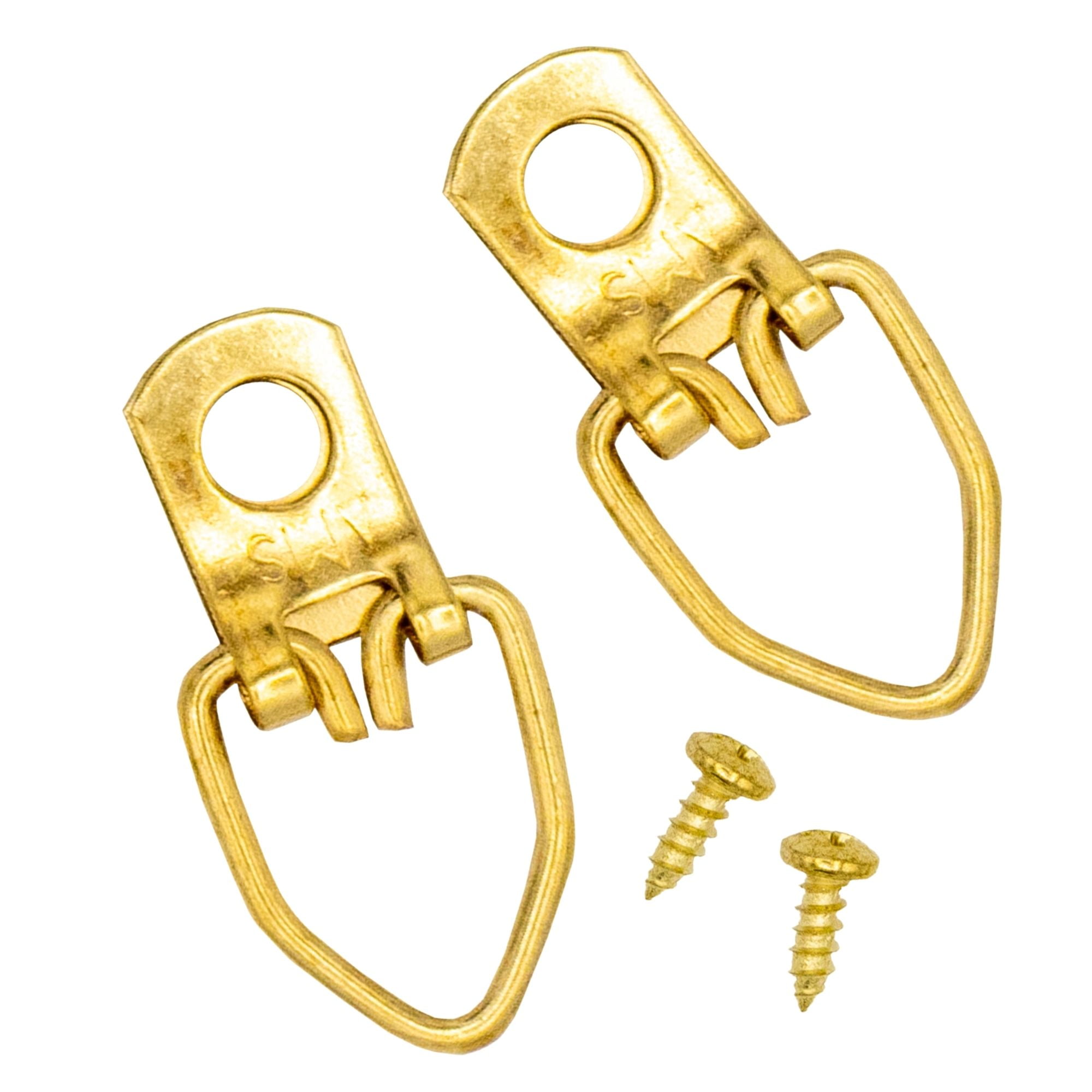 1 Hole Brass-Plated Heavy Duty D Ring Picture Hanger with Screws for ...