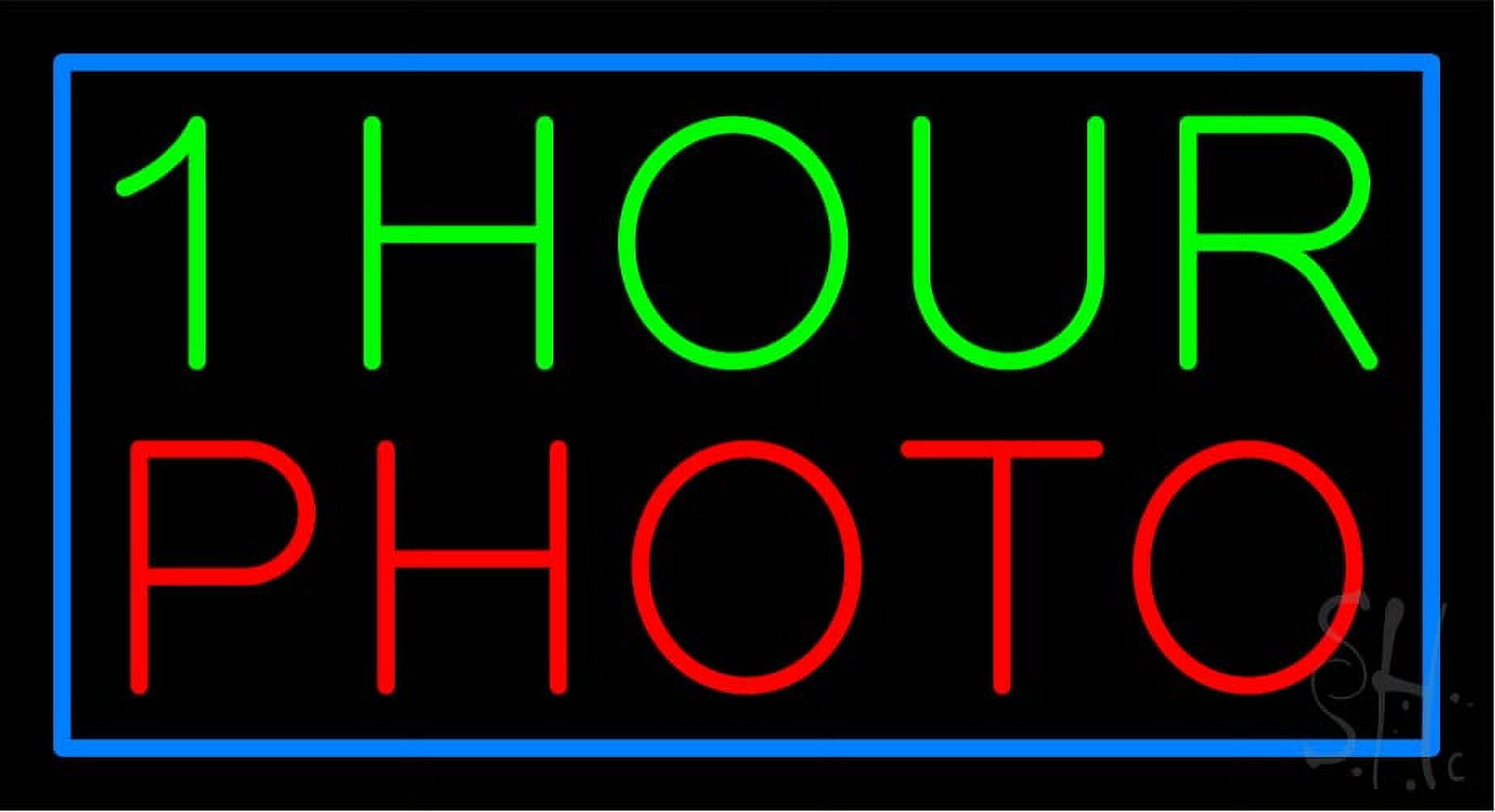 1 Hour Photo LED Neon Sign 20 x 37 - inches, Clear Edge Cut Acrylic ...