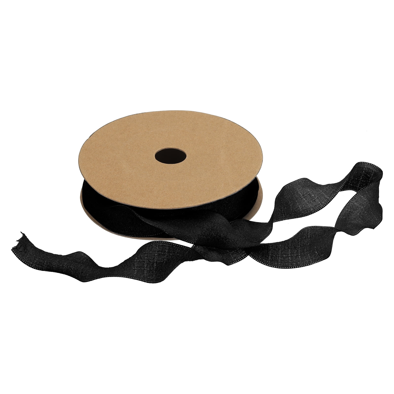 1 Inch 10 Yard Satin Double Ruffle Edge Ribbon Black Solid Color for ...
