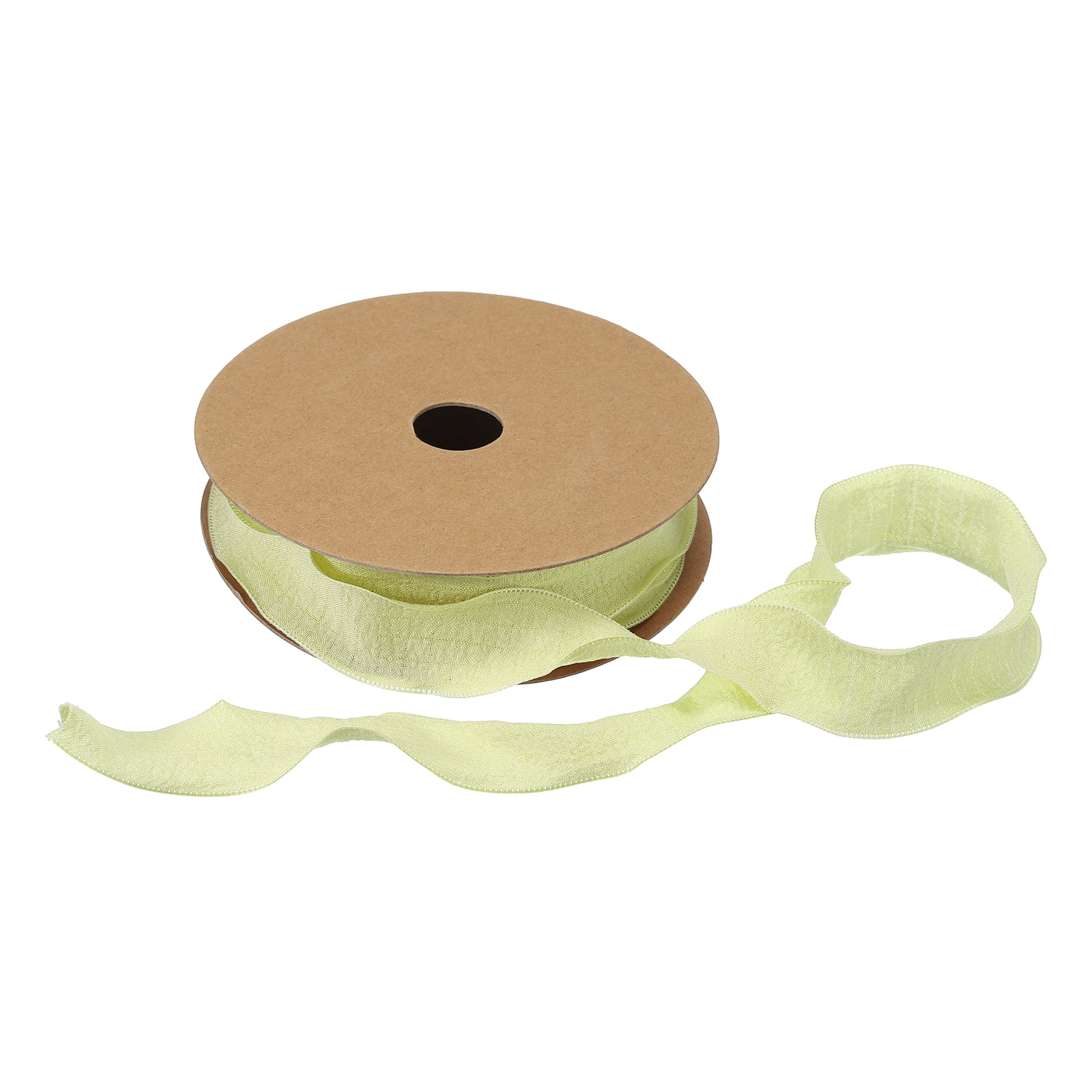 1 Inch 10 Yard Satin Double Ruffle Edge Ribbon Light Green Solid Color ...