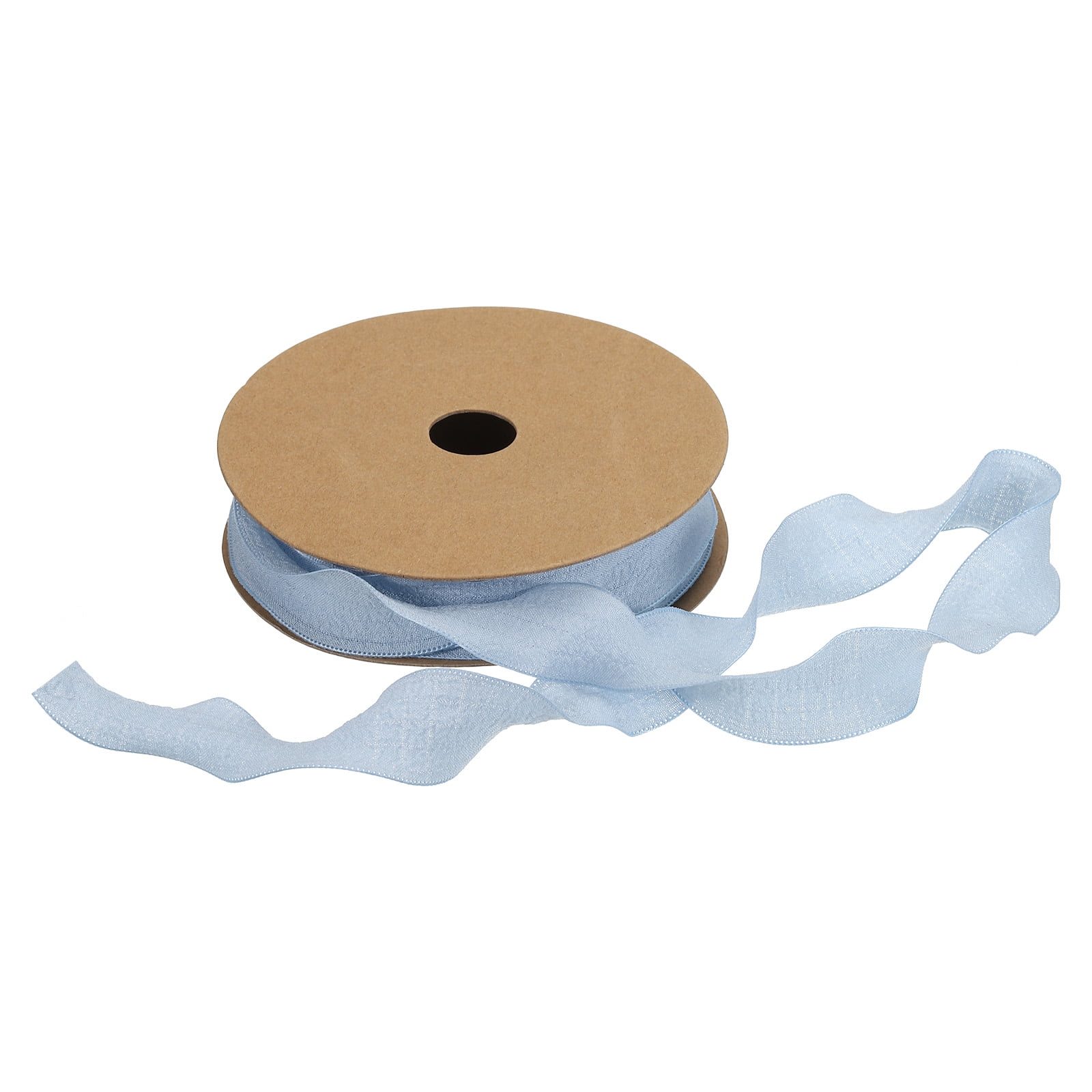 1 Inch 10 Yard Satin Double Ruffle Edge Ribbon Sky Blue Solid Color for ...