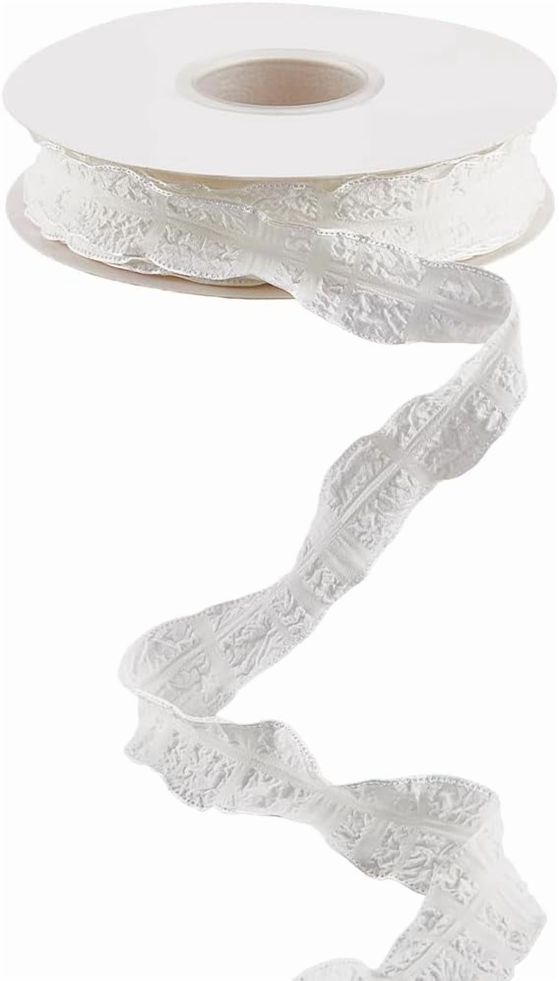 1 Inch 10 Yards White Ruffle Edge Ribbon Double Side Ruffled Pleated ...