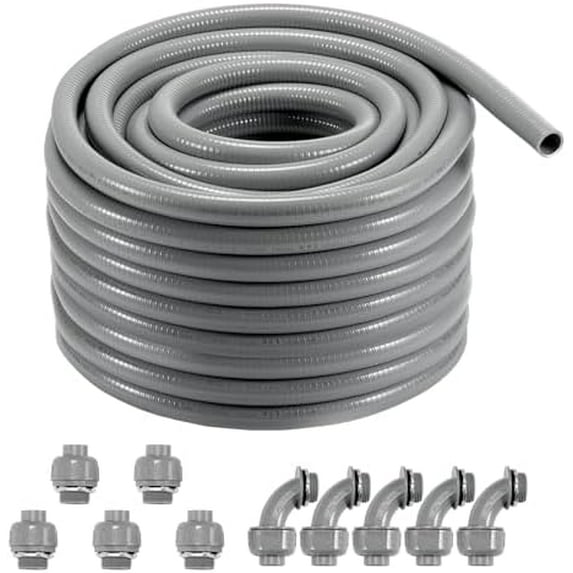1-Inch (100FT) Flexible Electrical Conduit, PVC Liquid-Tight Conduit ...