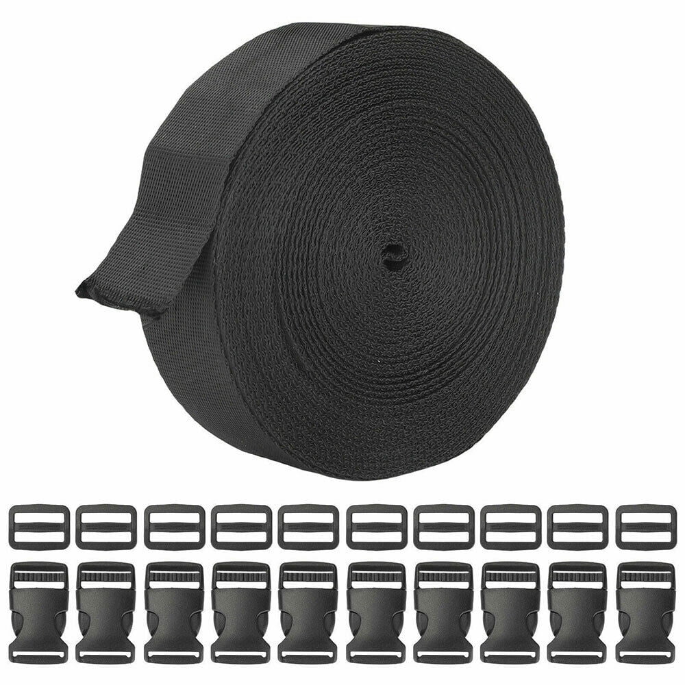 1 Inch 11 Yards Nylon Webbing Strap With 10PC Plastic Buckle + 10PC ...