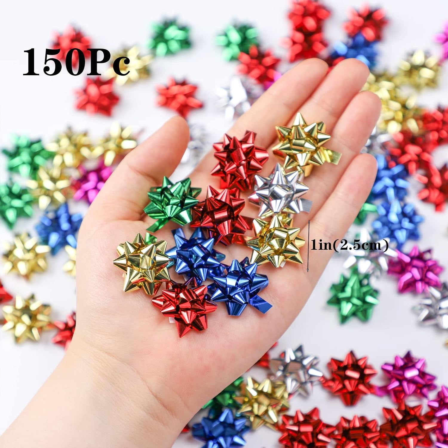 1 Inch 150Pcs Small Star Bows For Gift Wrapping And Presents,Multiple ...