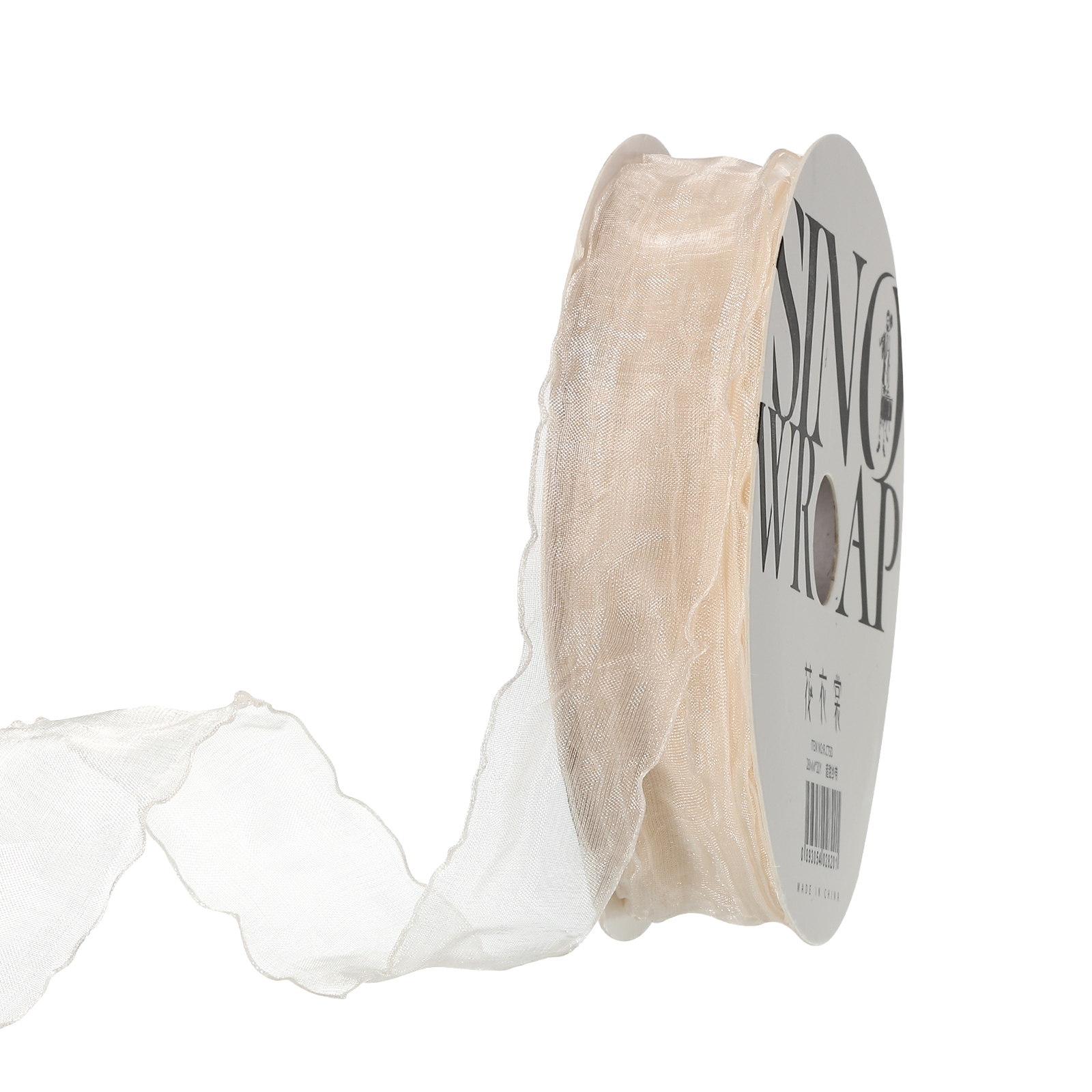 1 Inch 20 Yard Sheer Organza Ribbon Shimmer Chiffon Tulle Ribbons Cream ...