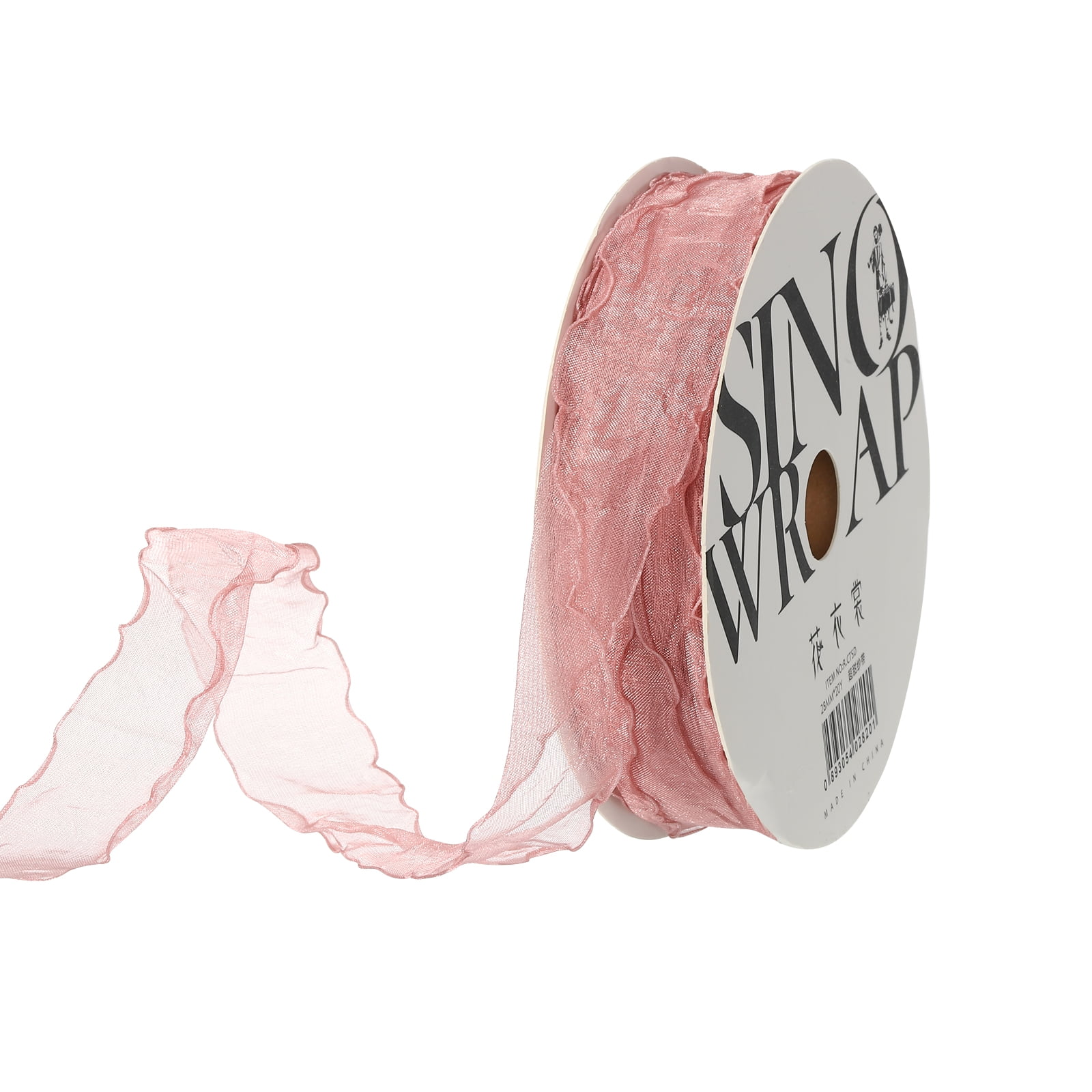 1 Inch 20 Yard Sheer Organza Ribbon Shimmer Chiffon Tulle Ribbons Pink ...