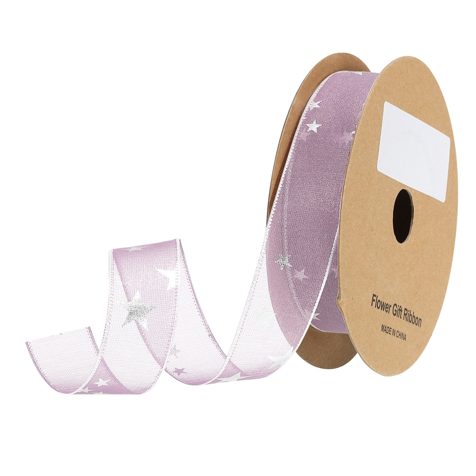1 Inch 20 Yard Star Organza Sheer Ribbon Spool Printed Lavender Purple ...