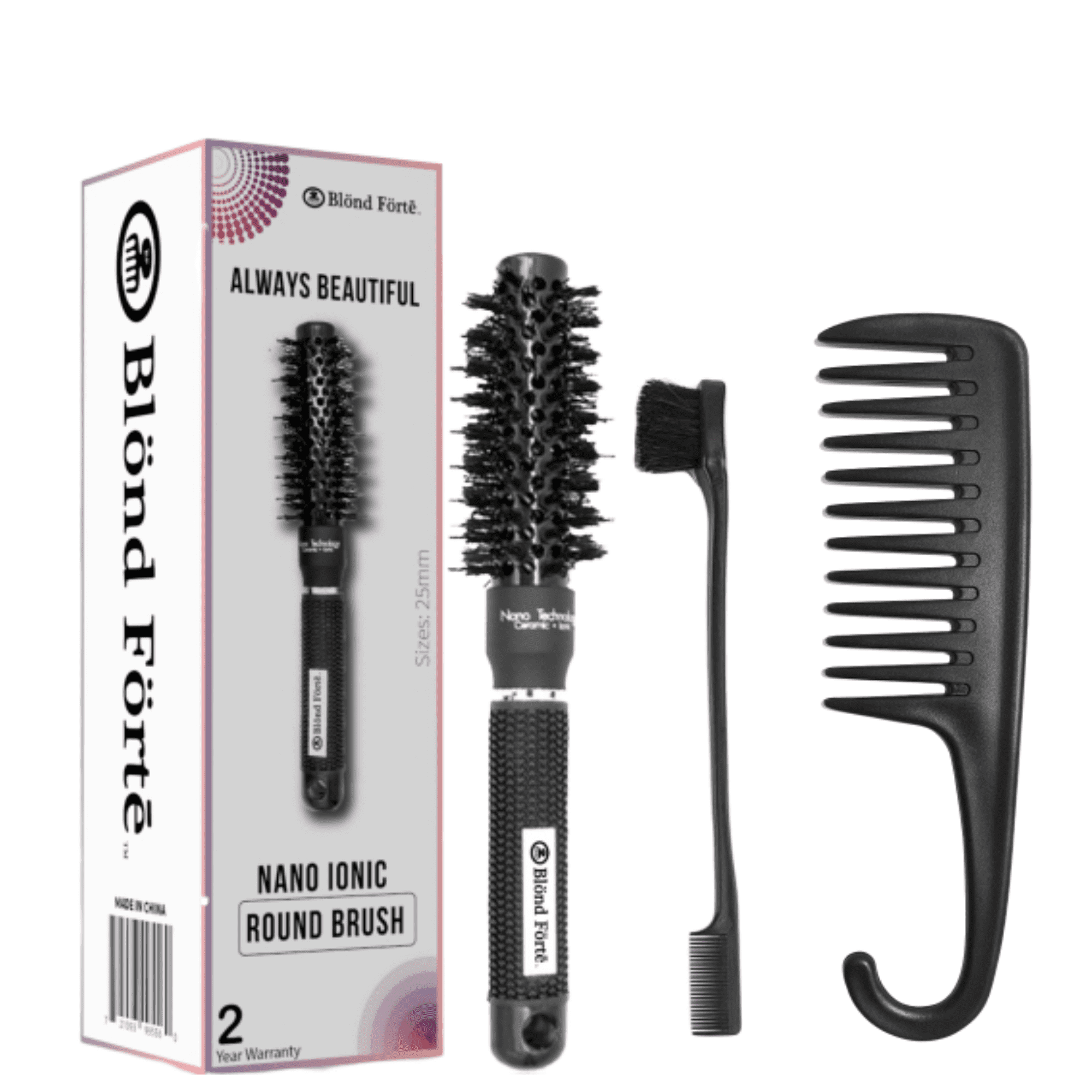 1 Inch 25mm Round Boar Bristles Brush Nano Ceramic Ionic Styling and ...