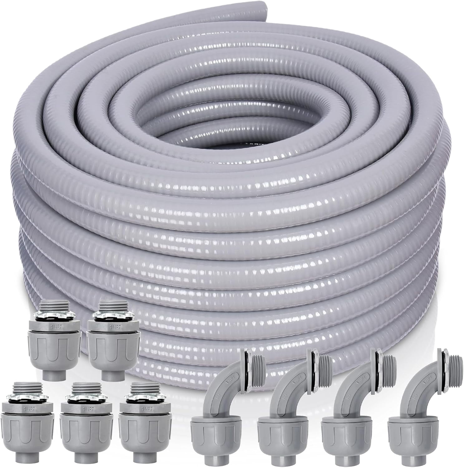 1 Inch 50 FT Non-Metallic Liquid-Tight Conduit and Connector Kit ...