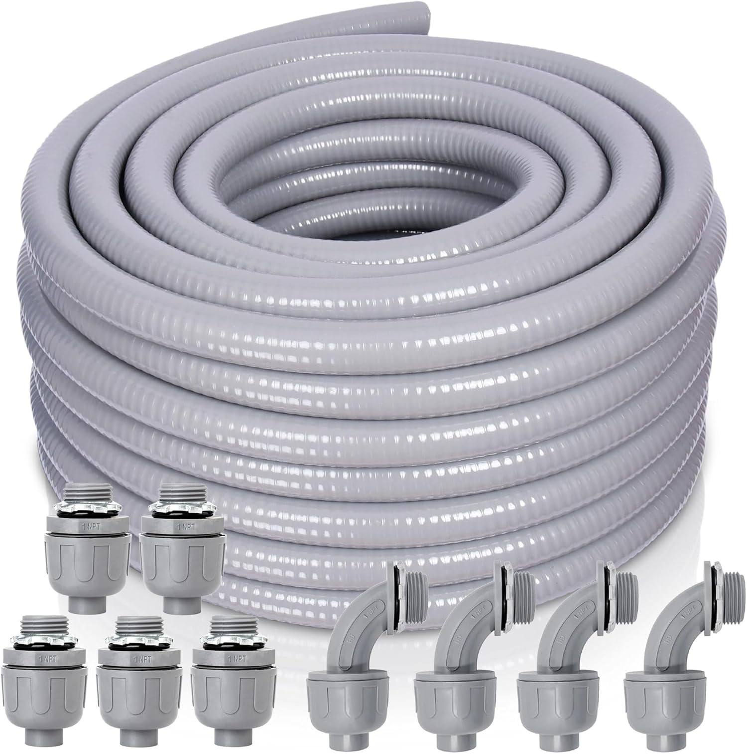 1 Inch 50 FT Non Metallic Liquid-Tight Conduit and Connector Kit ...