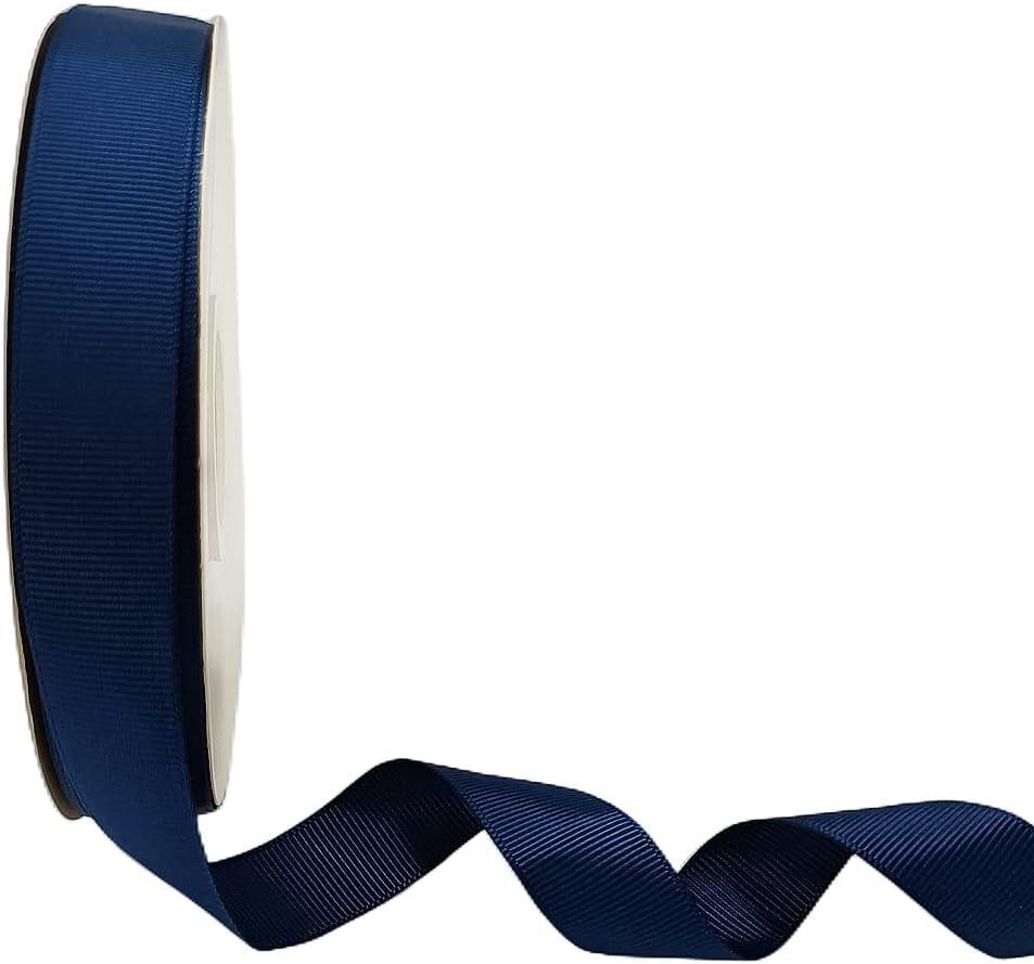 1 Inch 50 Yards Solid Navy Blue Grosgrain Ribbon Striped Ribbon for ...
