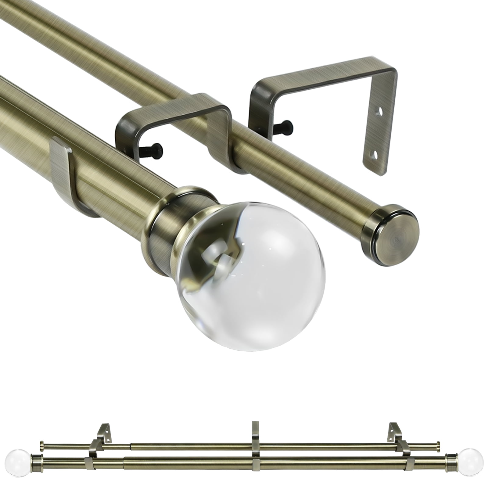 1 Inch Adjustable Crystal Ball Flat Button Double Drapery Curtain ...