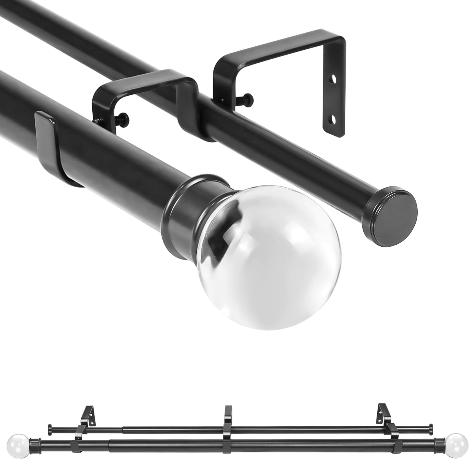 1 Inch Adjustable Crystal Ball Flat Button Double Drapery Curtain ...