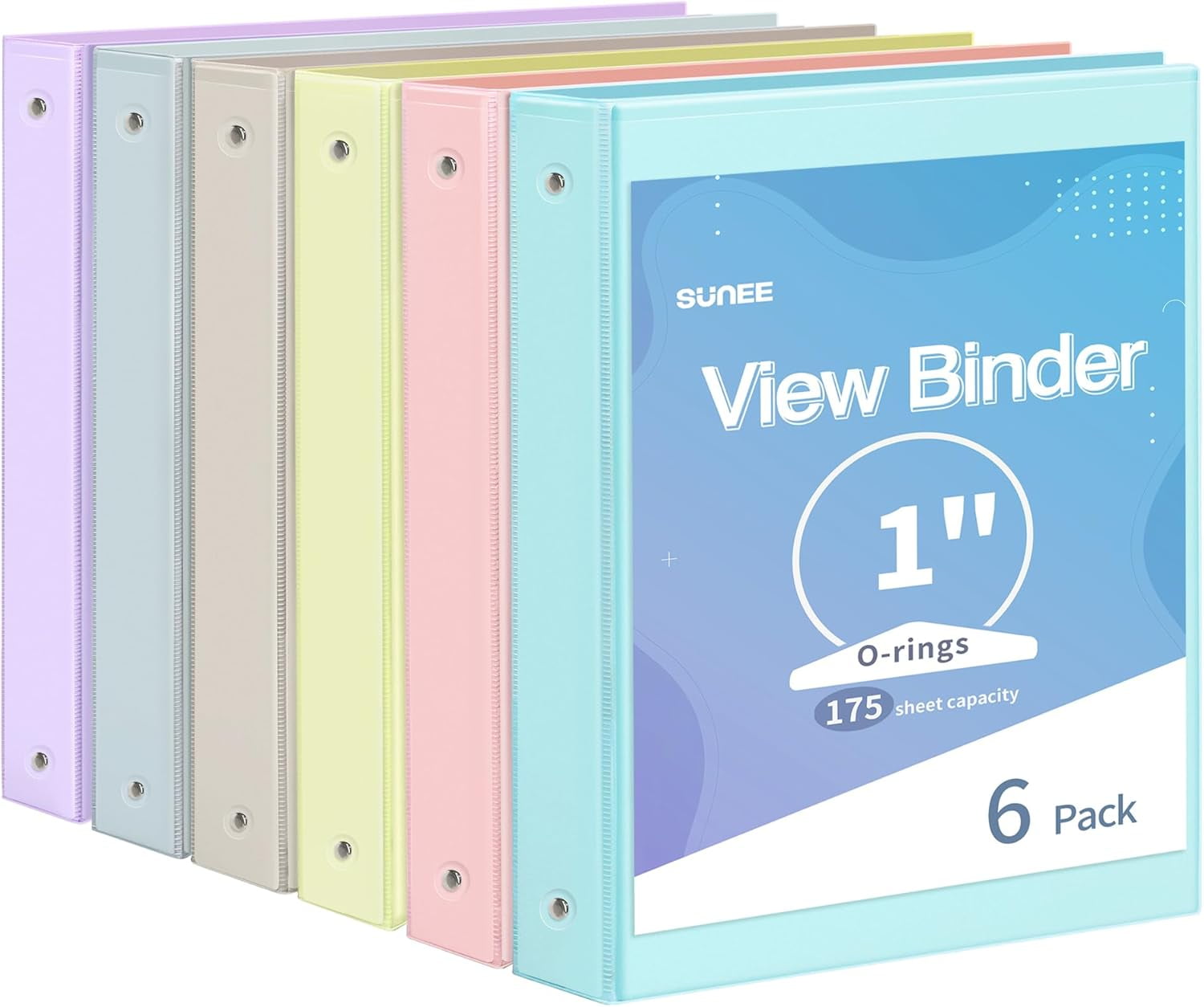 1 Inch Binders 3 Ring 6 Pack, Clear View Three Ring Binders PVC-Free ...