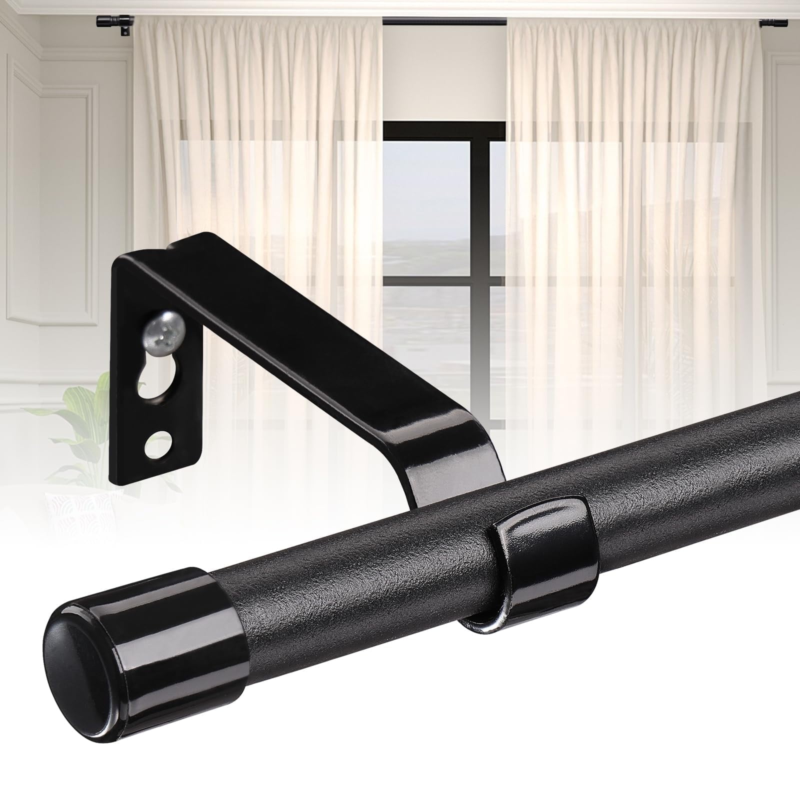 Curtain Rods with Bracket 28 to 66 inch, 5/8 inch Heavy Duty White ...