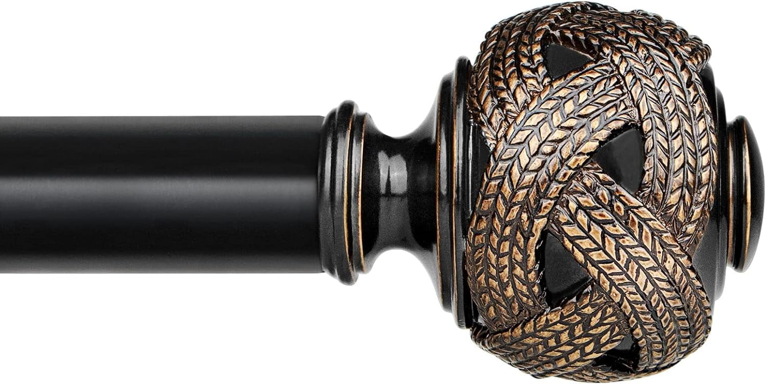 1 Inch Black Curtain Rod for Windows, 72 to 144 Inches (6-12 ft ...