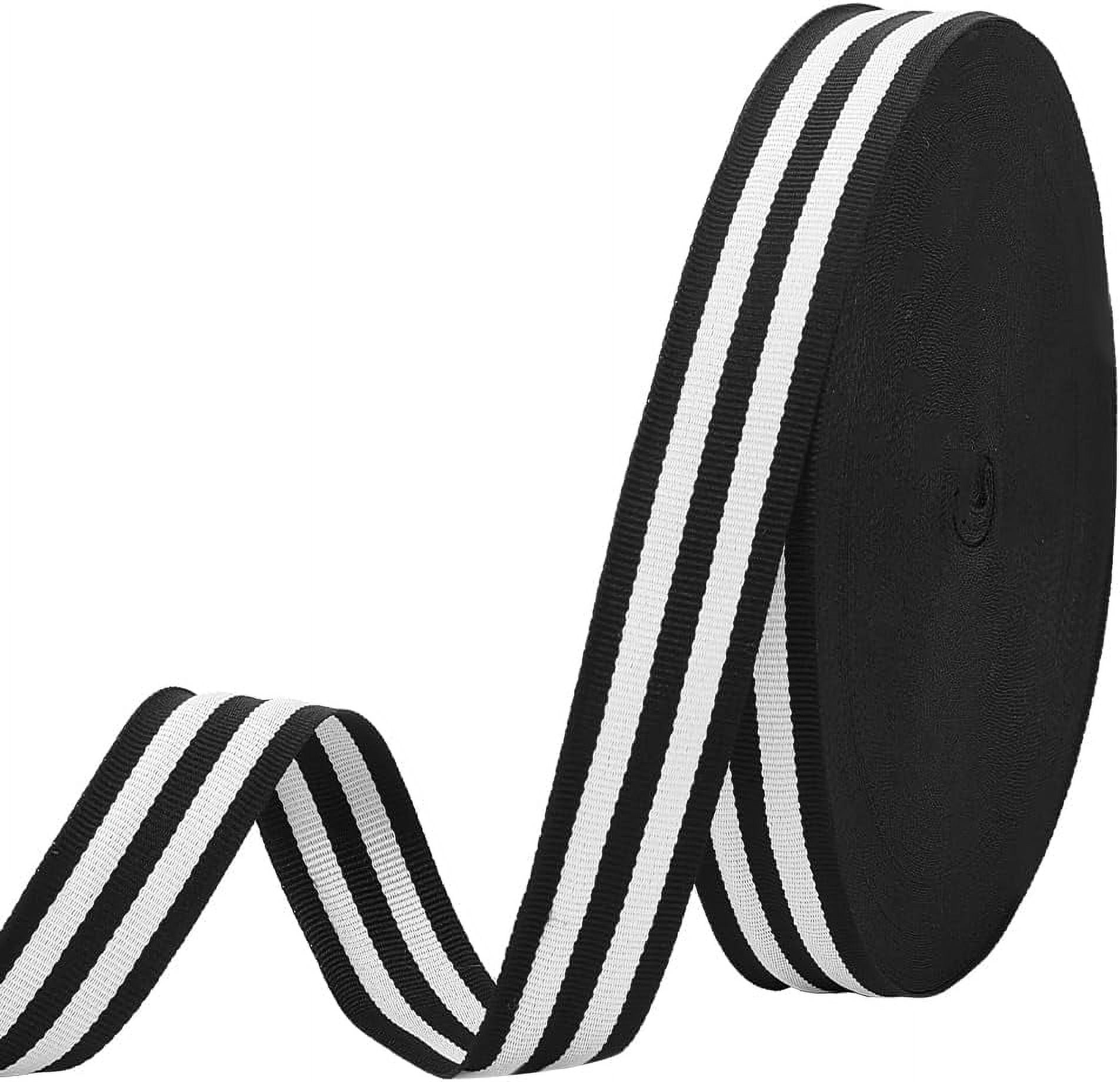 1 Inch Black White Striped Ribbon 50 Yard Classic Grosgrain Fabric ...