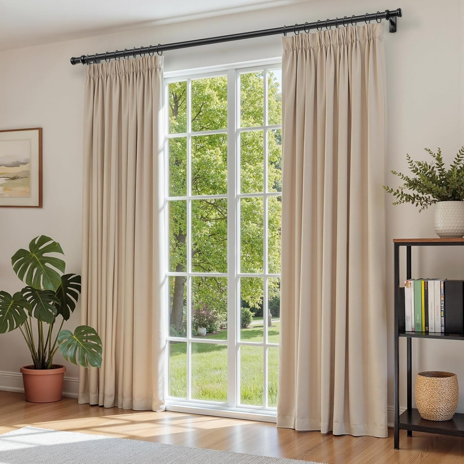 1 Inch Blackout Curtain Rods for Windows Patio, Adjustable Room Divider ...