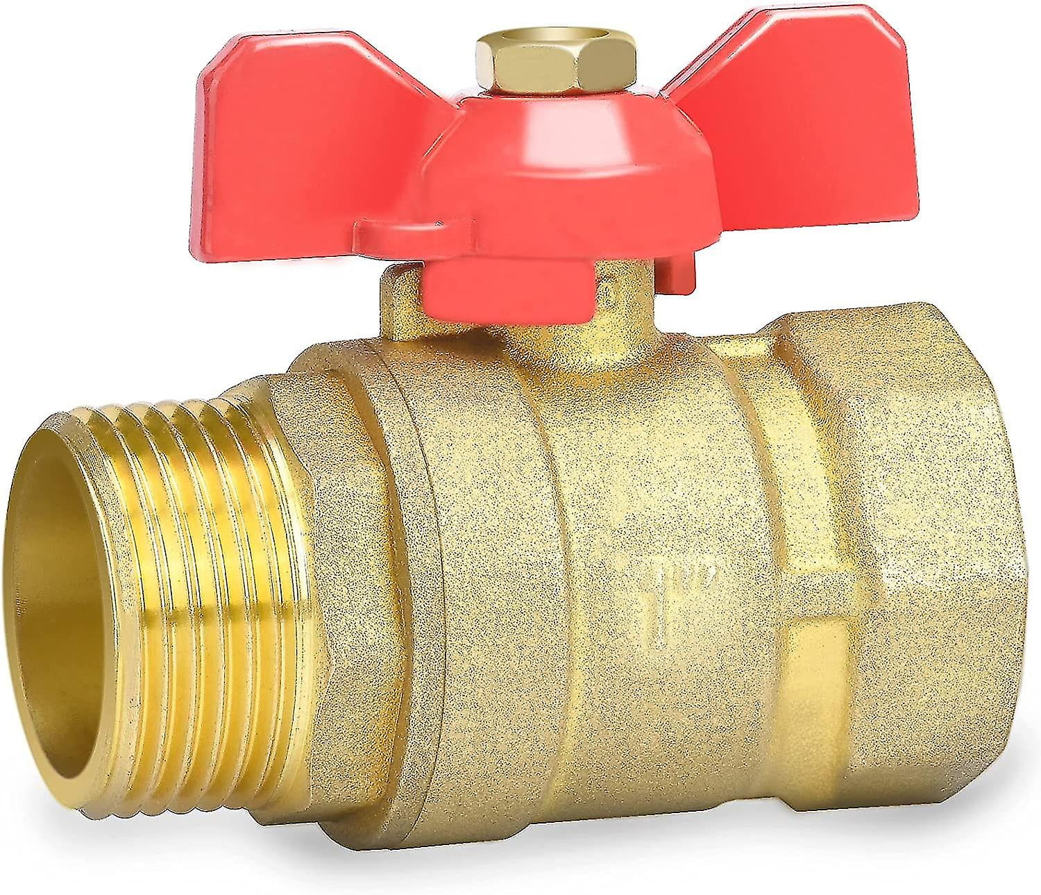 1 Inch Brass Ball Valve with Red Wing Handle - Full Port, External ...