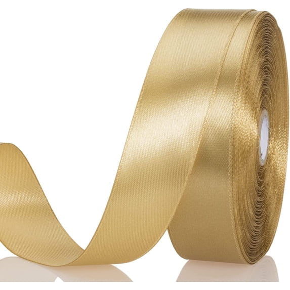 1 Inch Champaign Gold Solid Satin Ribbon, 50 Yards Craft Fabric Ribbon ...
