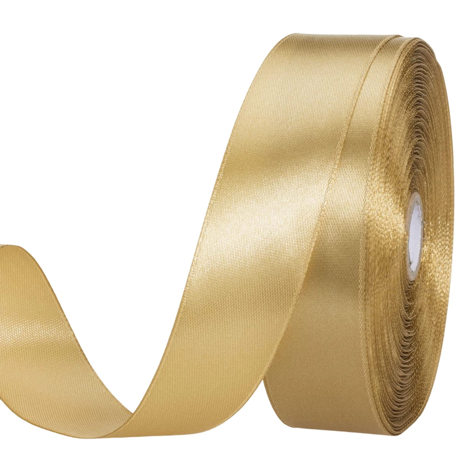 1 Inch Champaign Gold Solid Satin Ribbon, Christmas Ribbon For Crafts ...